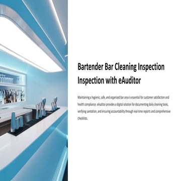 Bartender Bar Cleaning Inspection with eAuditor Audits and inspection | PDF