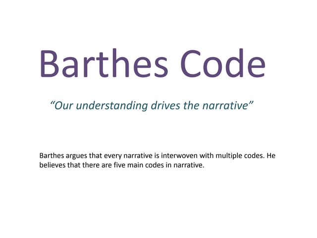 Barthes 5 Codes Theory | PPTX