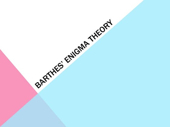 Barthes’ five narrative codes | PPTX