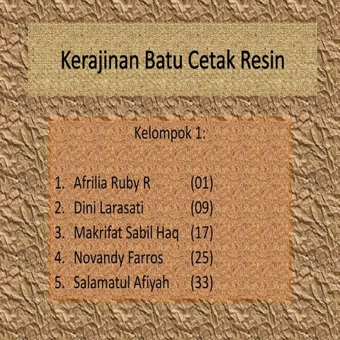Kerajinan Batu Cetak Resin | PPTX
