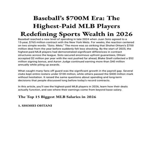 Baseball’s $700M Era_ The Highest-Paid MLB Players Redefining Sports ...