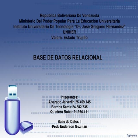 Base de datos relacional | PPT | Databases | Computer Software and Applications