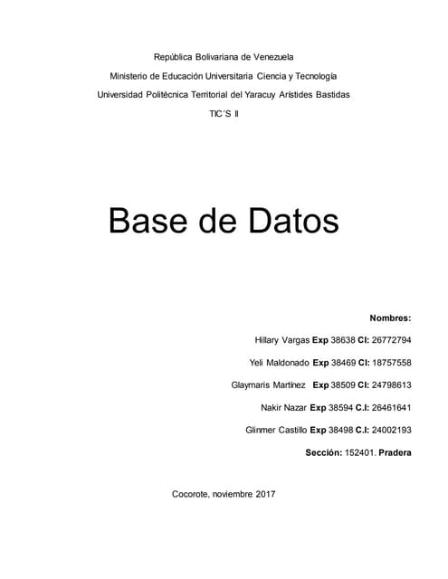 Bases de datos | PPSX | Databases | Computer Software and Applications