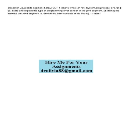 Based On Java Code Segment Below Set 1 Int A5 While Agtpdf 9702