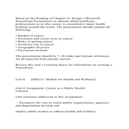 Based on the Reading of Chapter 12, design a Microsoft PowerPoint .docx ...