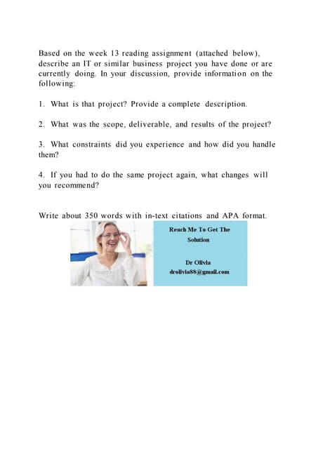 Based on the week 13 reading assignment (attached below), describe a | PDF Based on the week 13 reading assignment (attached below), describe a | PDF