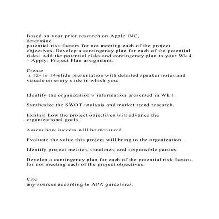 Based on your prior research on Apple INC, determine potenti.docx