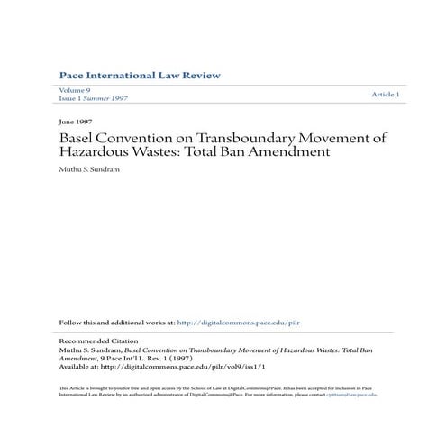 Basel convention on transboundary movement of hazardous wastes t | PDF