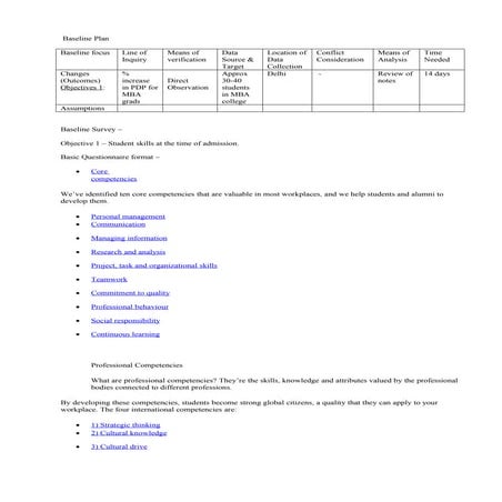 Baseline plan(questionnaire) | DOC