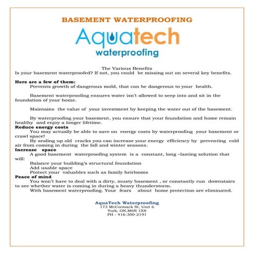 BASEMENT WATERPROOFING | PDF