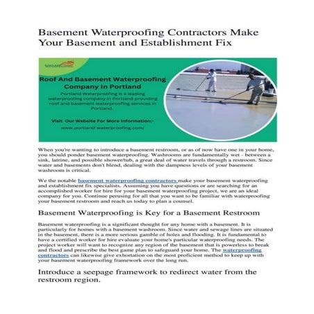 Basement Waterproofing Contractors Make Your Basement and Establishment ...