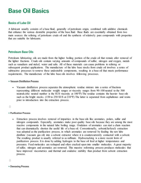 Base oil chemistry | PDF