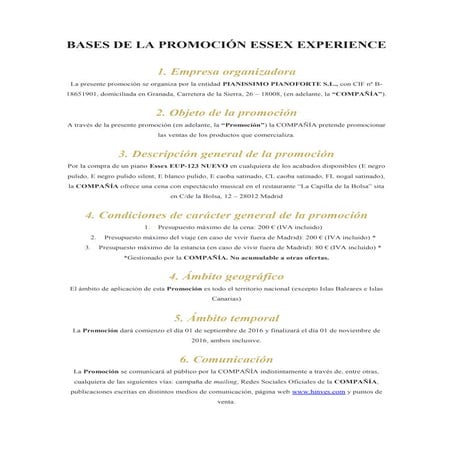 PROMOCIÓN ESSEX EXPERIENCE 2016 | PDF | Business | Business and Finance