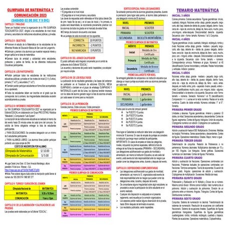 bases concurso matematicas primaria y secundaria | DOC