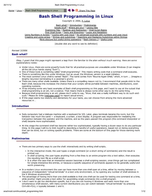 Bash Shell Programming In Linux Pdf Operating Systems Computer Software And Applications