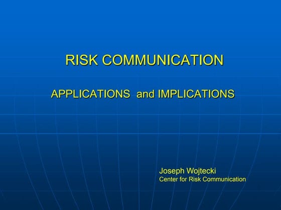 Risk Communication Presentation | PPT