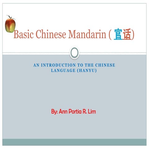 Basic Chinese Mandarin Lesson One in Tourism Management | PPTX