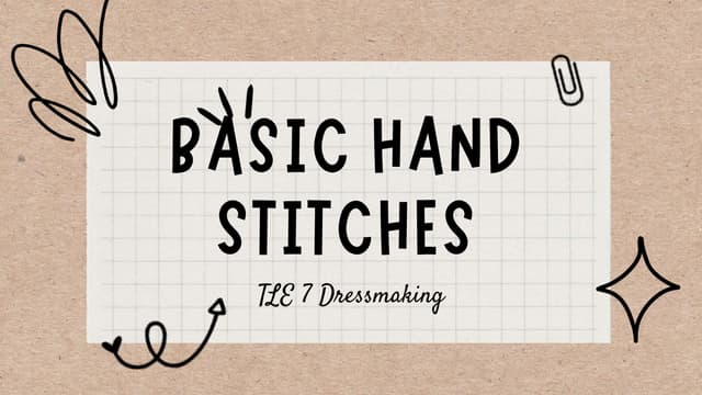 Basic Hand Stitches | PPTX
