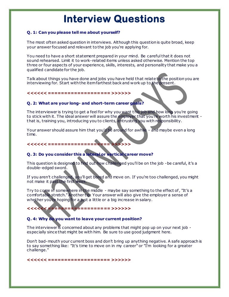 Basic Interview Questions