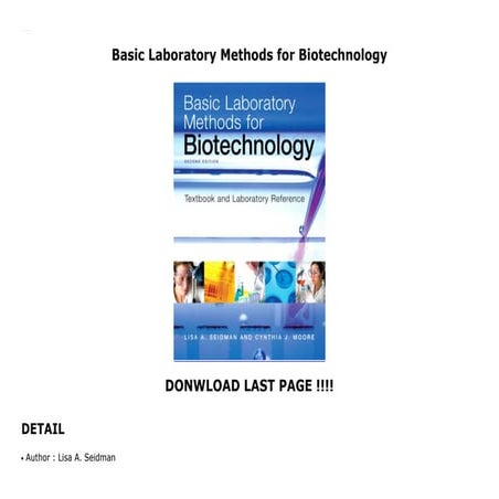 Basic Laboratory Methods for Biotechnology | PDF
