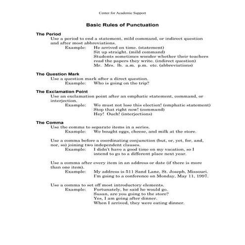 Basic Rules of Punctuation - English Grammar | PDF