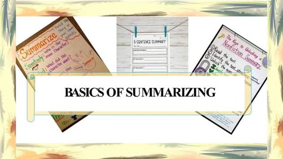 Reading and Summarizing | PPTX