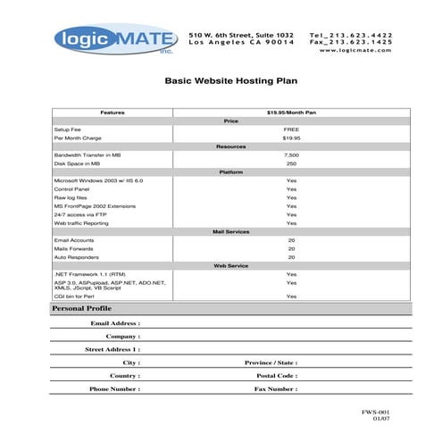 Basic Website Hosting Plan | PDF