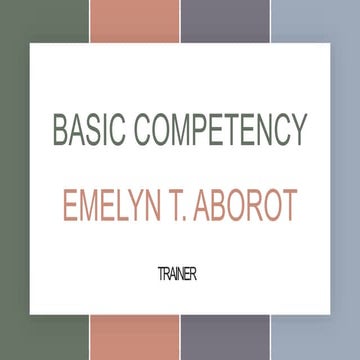 Basic Competency 1 to 3 (Participate Workplace Communication, Work in a ...