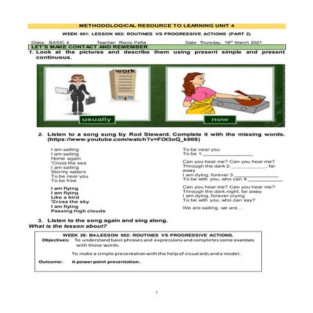 Basic 4 week 1- lesson 2 18 de marzo | DOCX