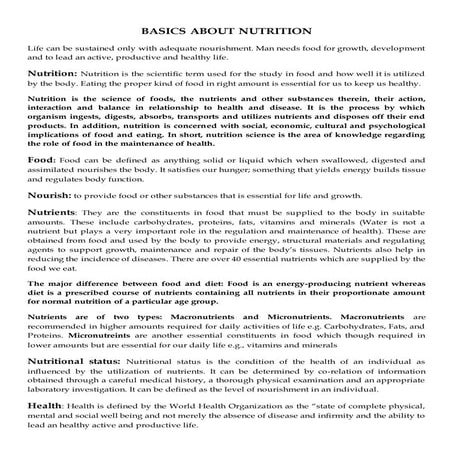Basic about nutrition | DOCX