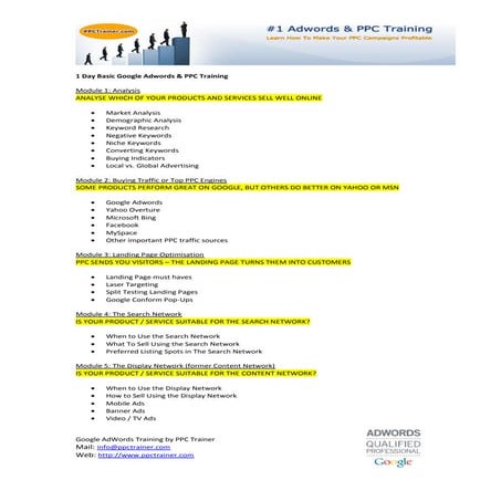 Basic Adwords Course Outline | PDF