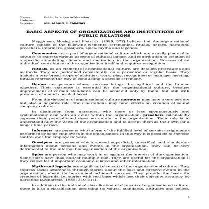 Basic aspects of organizations and institutions of public relations | DOCX