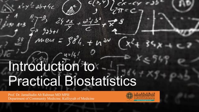 Introduction To Practical Biostatistics Ppt