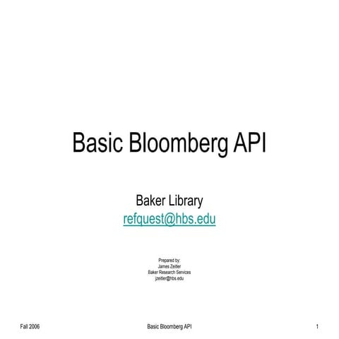 Using Basic Bloomberg API realtime - 200610.ppt | Computer Software and Applications | Computing