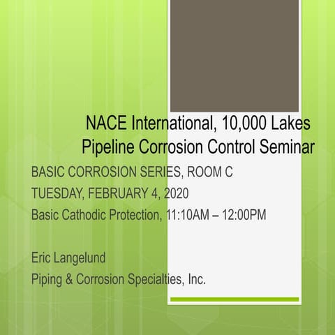 Basic Cathodic Protection - CP Series - Eric Langelund | PPTX