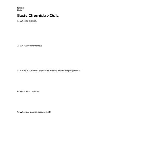 Basic Chemistry Quiz | PDF