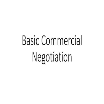 Basic commercial negotiation | PDF