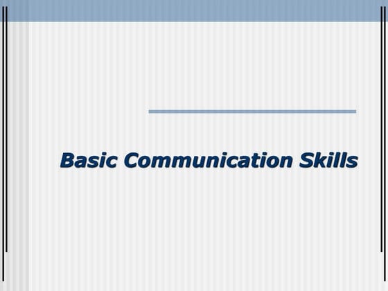 Basic communication skills | PPT