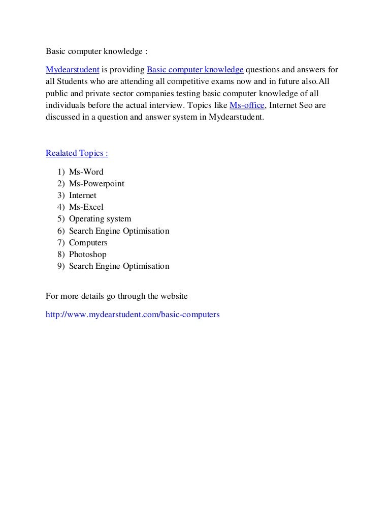 Basic computer knowledge