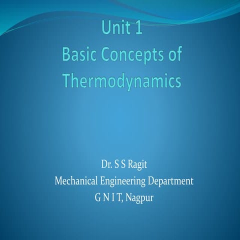 Basic concepts of thermodynamics | PPTX