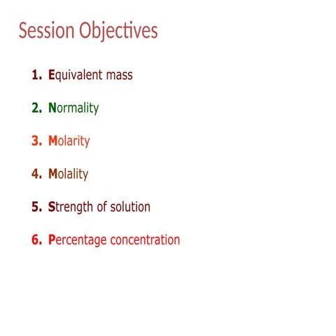 Molarity , molality and normality formula and their calculation | PPTX
