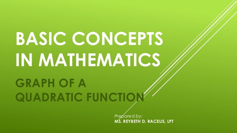 Basic Concepts In Mathematics Basic Concepts In Mathematics