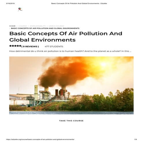 Basic concepts of air pollution and global environments - edukite | PDF ...
