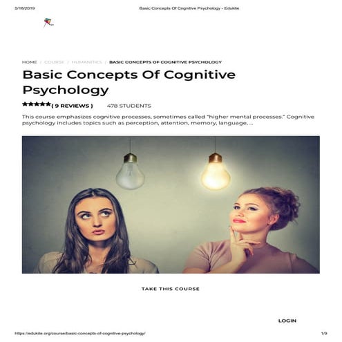 Basic concepts of cognitive psychology - edukite | PDF | Educational Assessment | Education