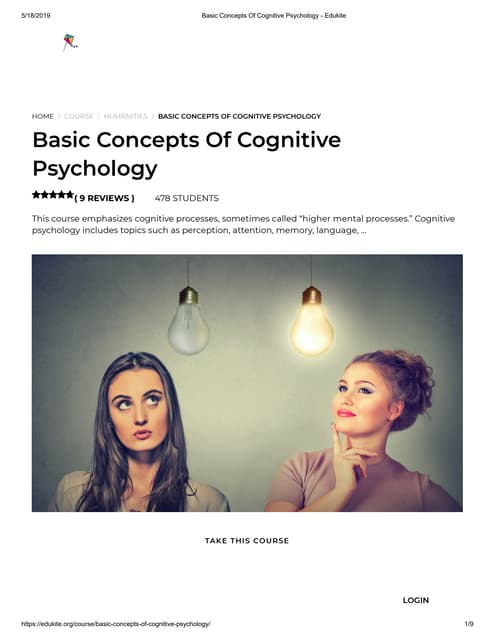 Basic Concepts Of Psychology - Part 1 - Edukite | PDF