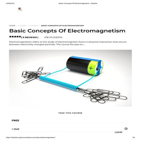 Basic Concepts Of Electromagnetism - Edukite | PDF