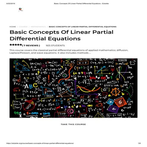 Basic Concepts Of Linear Partial Differential Equations Edukite Pdf 