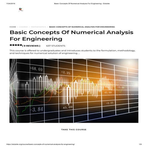 Basic Concepts Of Numerical Analysis For Engineering - Edukite | PDF