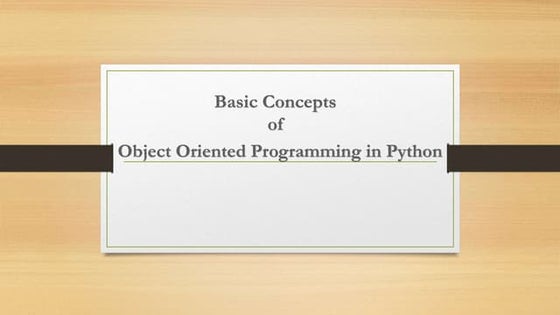 Oop In Python Programming Classes And Objects Ppt