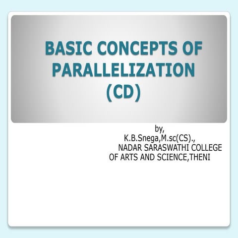 Basic Concepts Of Parallelization Ppt